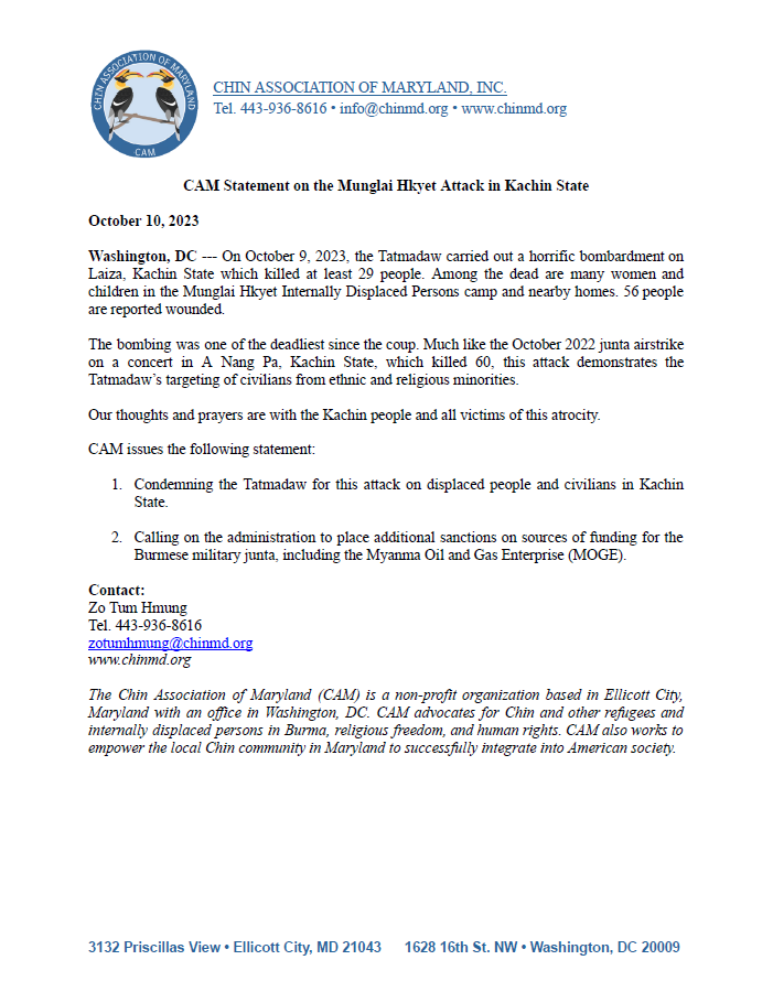 Statements and Press Releases - Burma Research Institute